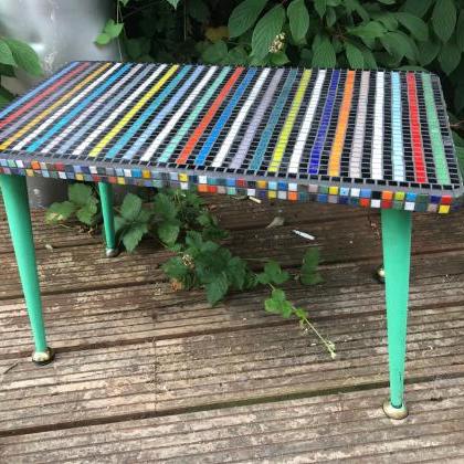 Rainbow Retro Table With Green Legs on Luulla