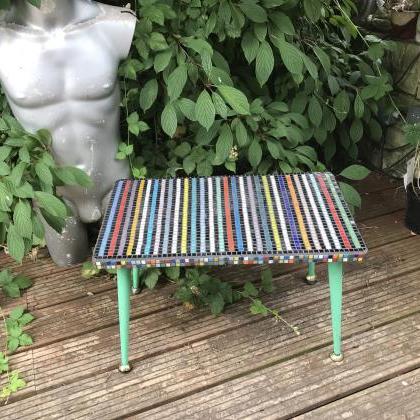 Rainbow Retro Table With Green Legs on Luulla