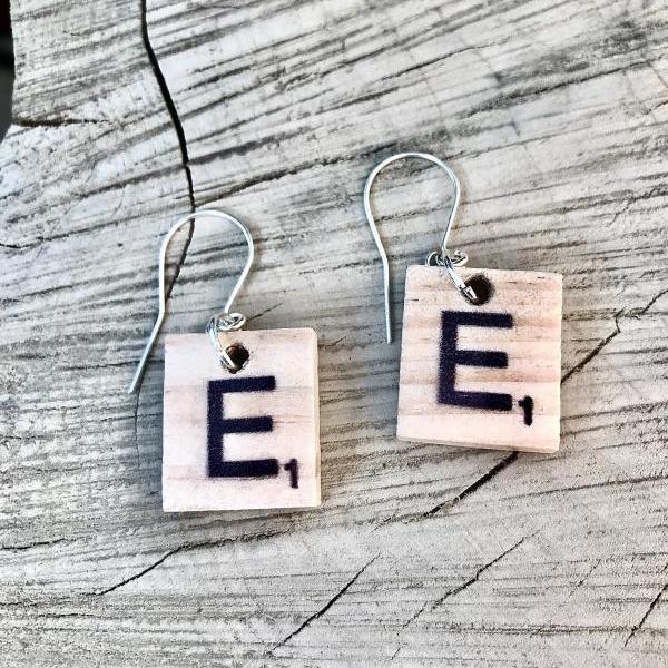 Sweet Little Wooden Scrabble Letter Earrings. on Luulla